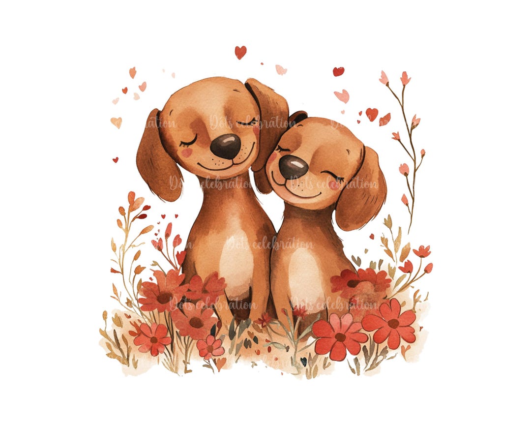 12 Valentine's Day Dogs Clipart PNG, Cute Love Dogs JPG, Commercial Use ...