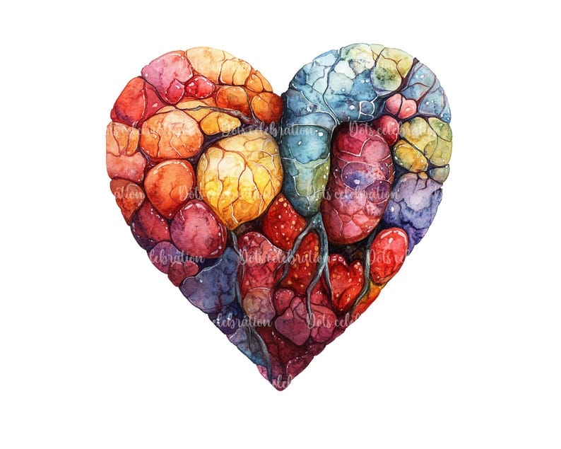 Watercolor Heart Clipart, 10 Whimsical Heart Ephemera, Valentine Junk ...