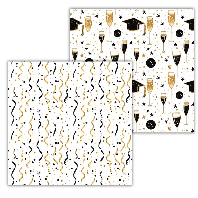 Graduation Seamless Pattern, Graduation Papers, Gold Black Patterns for ...