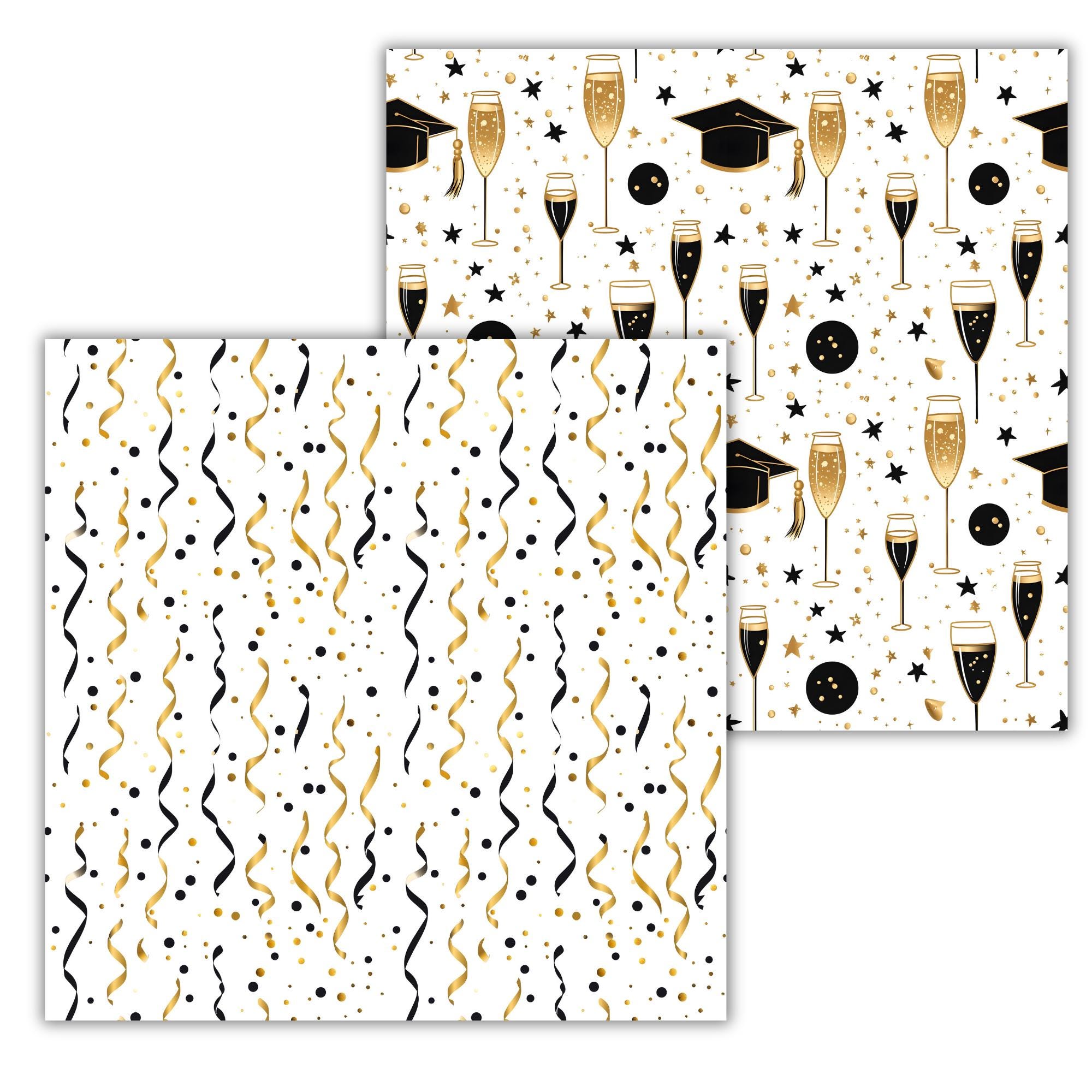 Graduation Seamless Pattern, Graduation Papers, Gold Black Patterns for ...