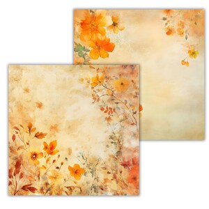 Orange Yellow Flowers Background Printable, Fall Watercolor Floral ...