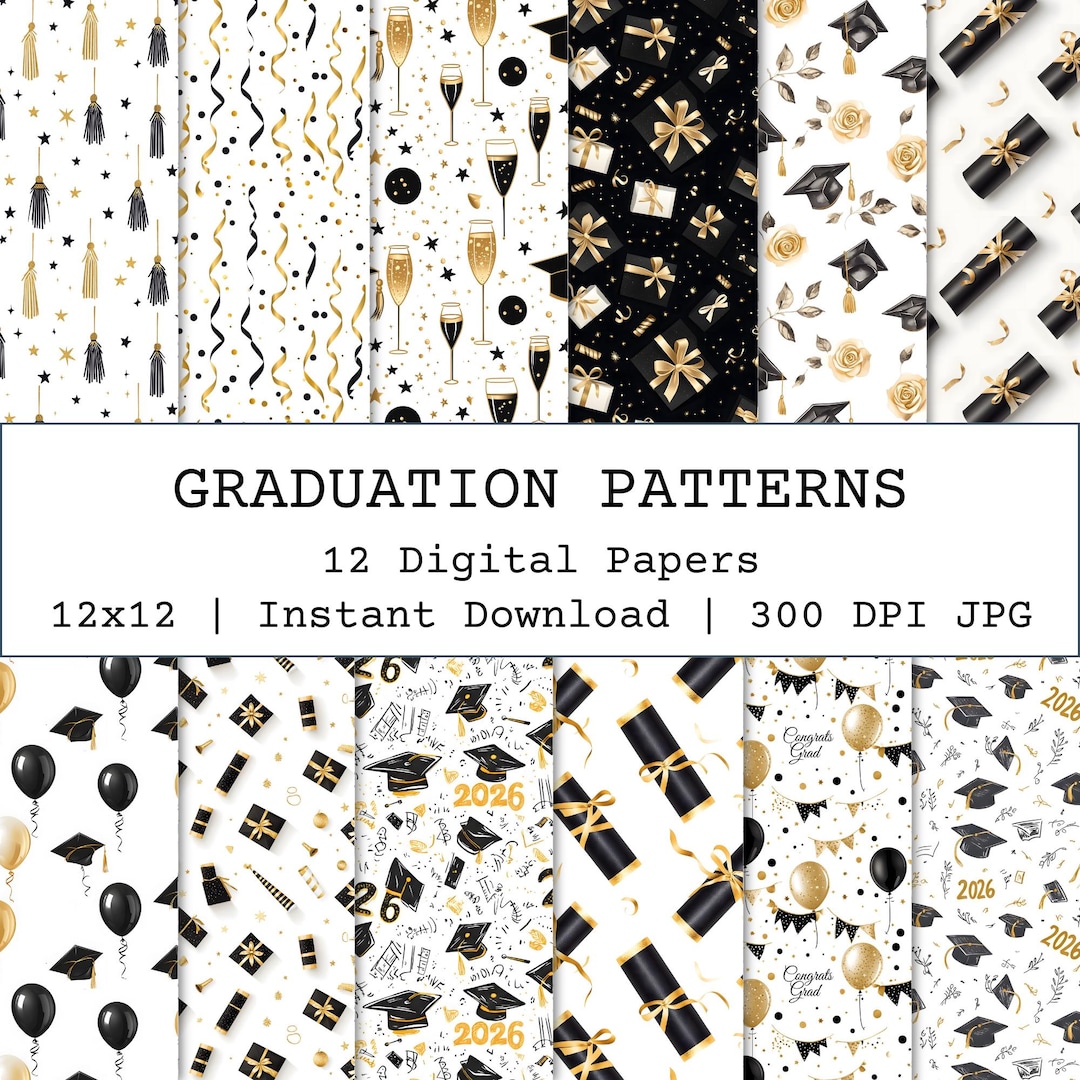 Graduation Seamless Pattern, Graduation Papers, Gold Black Patterns for ...