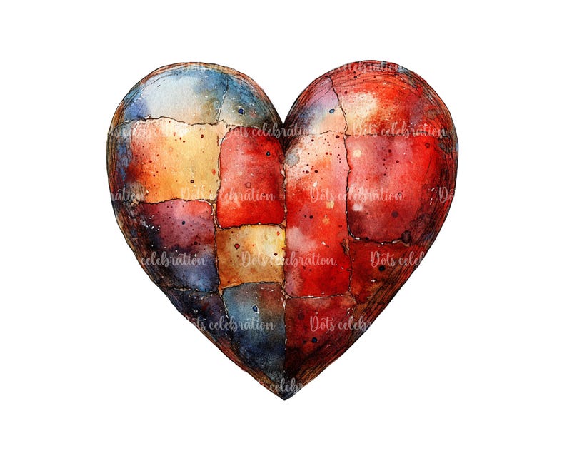 Watercolor Heart Clipart, 10 Whimsical Heart Ephemera, Valentine Junk ...