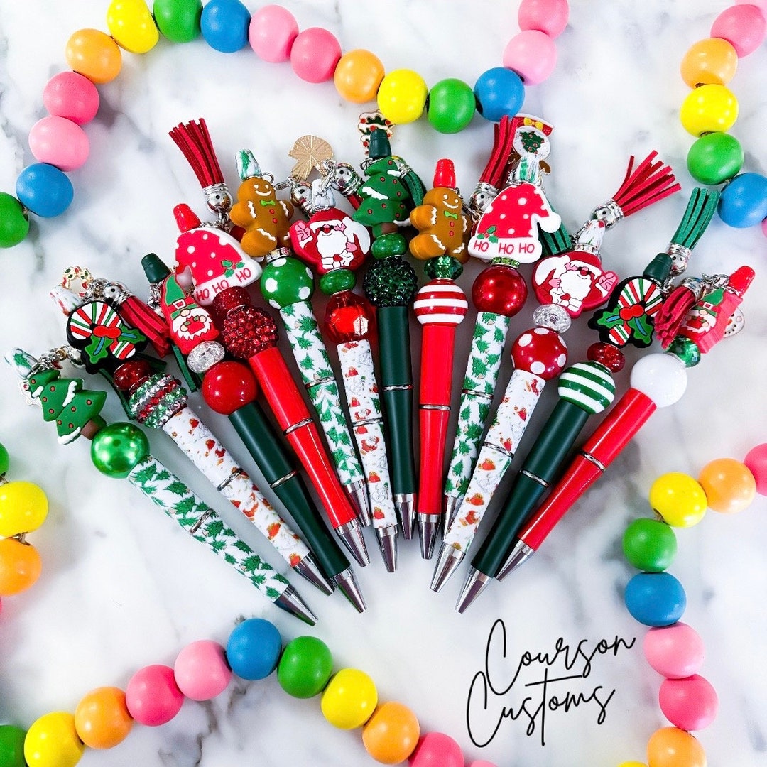 Adorable Cute Christmas Beaded Pens Christmas Beaded Pens - Etsy
