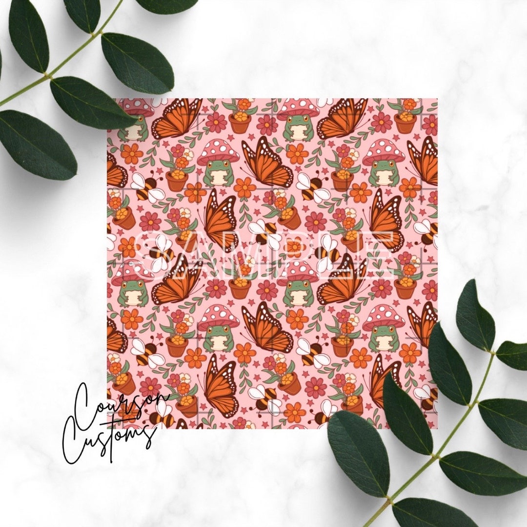 Opaque Cottage Core Spring Mushroom Frog Permanent Seamless Pattern ...