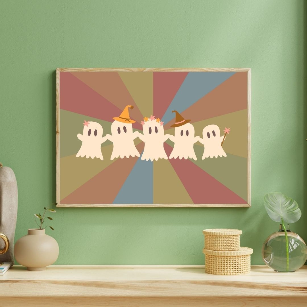 Digital File Printable Art, Cute Ghosts Trendy Wall Art Halloween ...