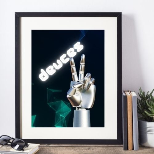 Digital Printable Art, Robot Hand Trendy Wall Art Peace Sign Poster ...
