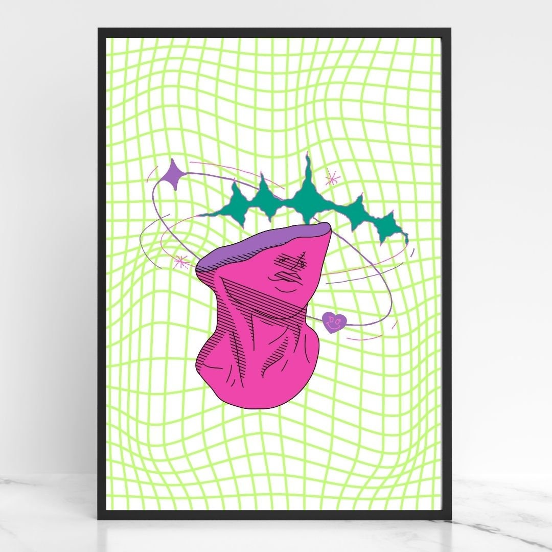 Digital File Printable Art, Atomic Bust Trendy Wall Art 80s Poster ...