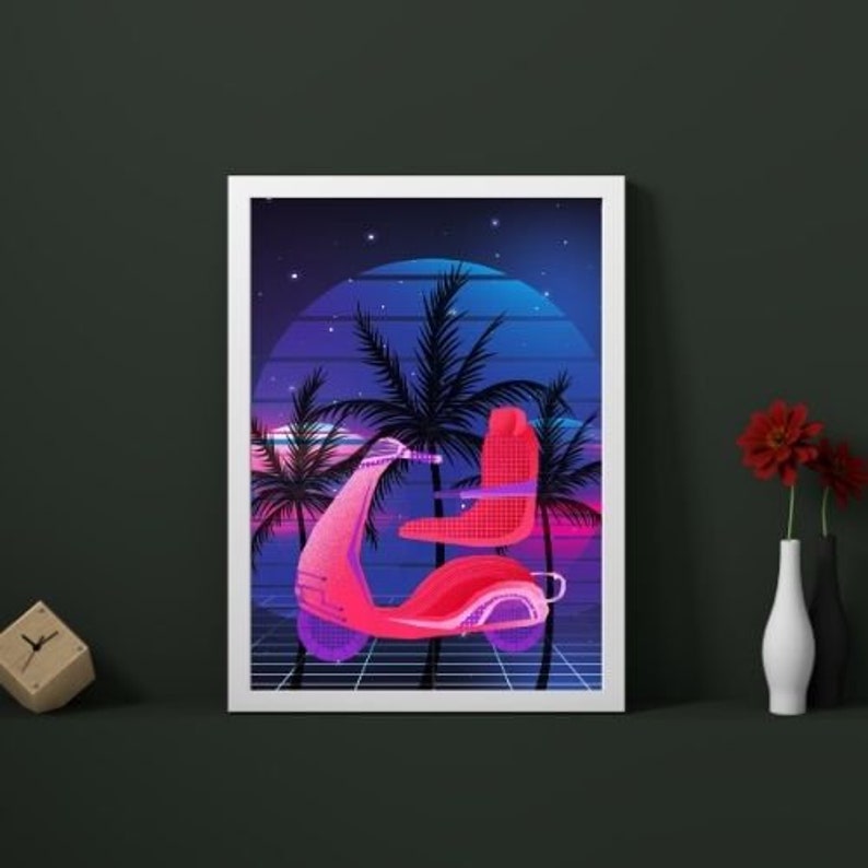 Printable Art, 80s New Wave Trendy Wall Art Scooter Poster, 80s Print ...