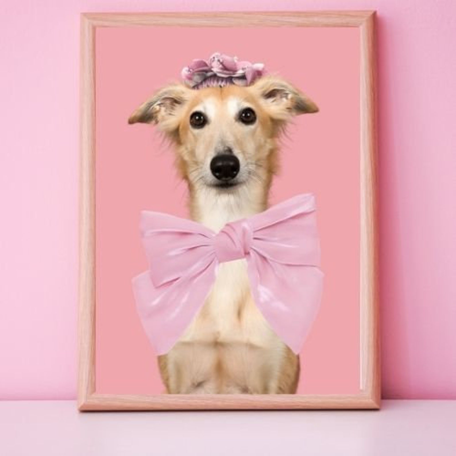 Digital Printable Art, Girly Coquette Dog Trendy Wall Art Poster, Pink ...