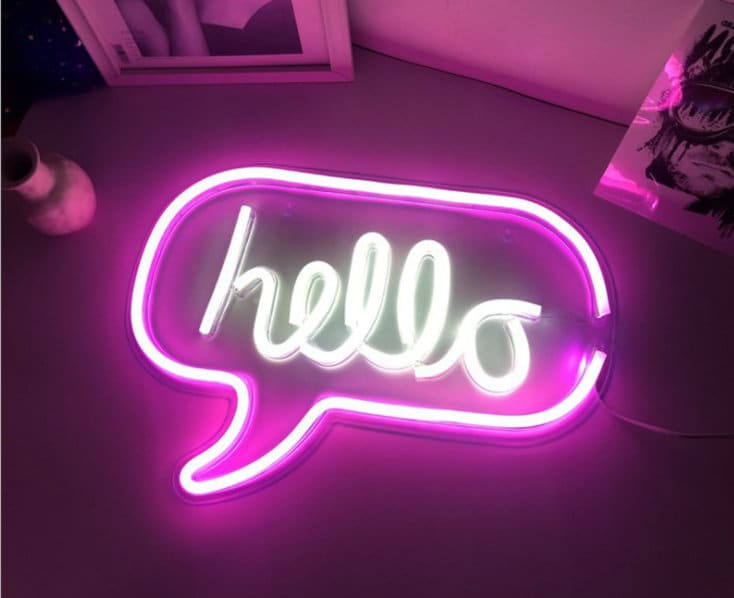 Hello Led Neon Sign Light Neon Light Wall Word Poster Etsy