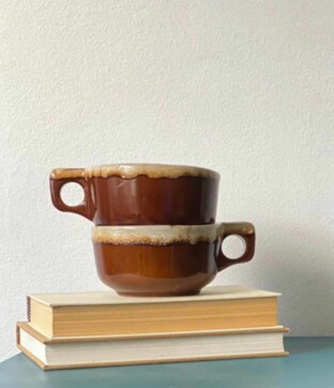 Retro Drip Glaze Mugs Mid Mod Coffee Mugs Set of 2 Vintage - Etsy