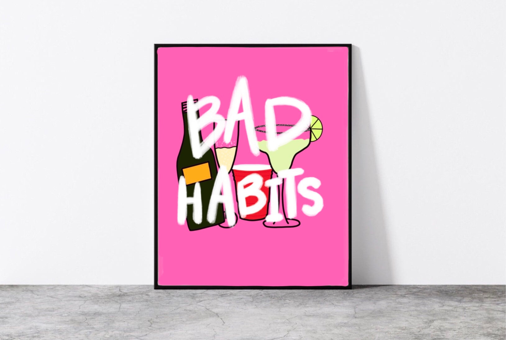 Bad Habits Pink Art Print | Digital Download - Etsy