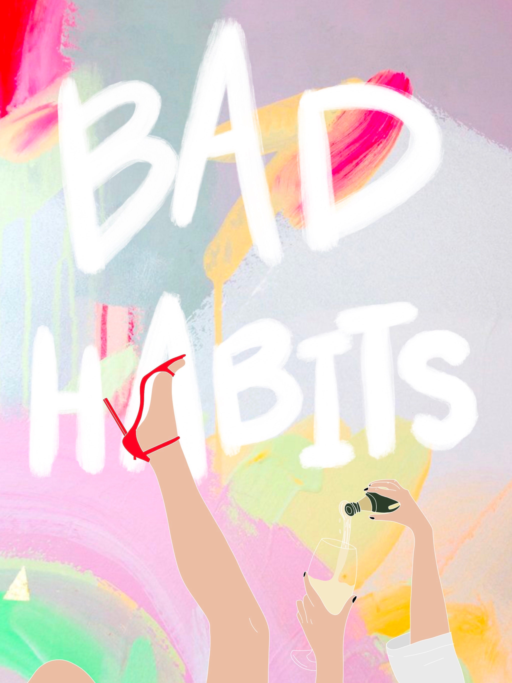 Bad Habits Abstract Champagne Art Print | Digital Download - Etsy