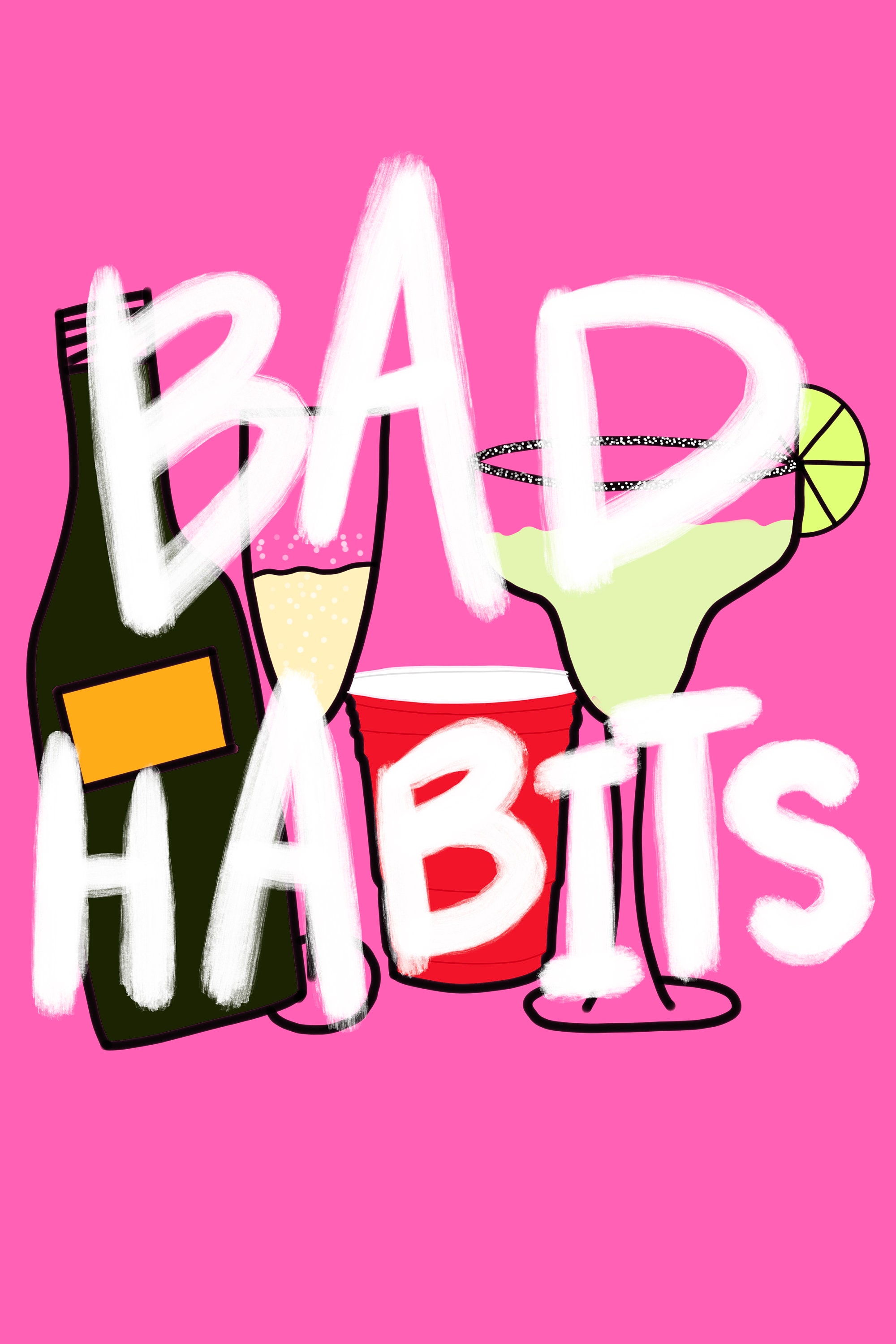 Bad Habits Pink Art Print | Digital Download - Etsy