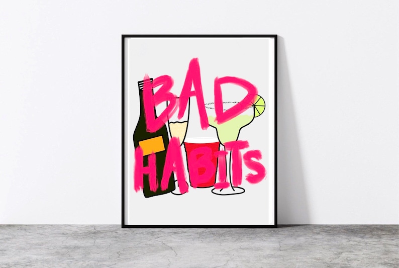 Bar Cart Art Print | Bad Habits | Digital Download - Etsy