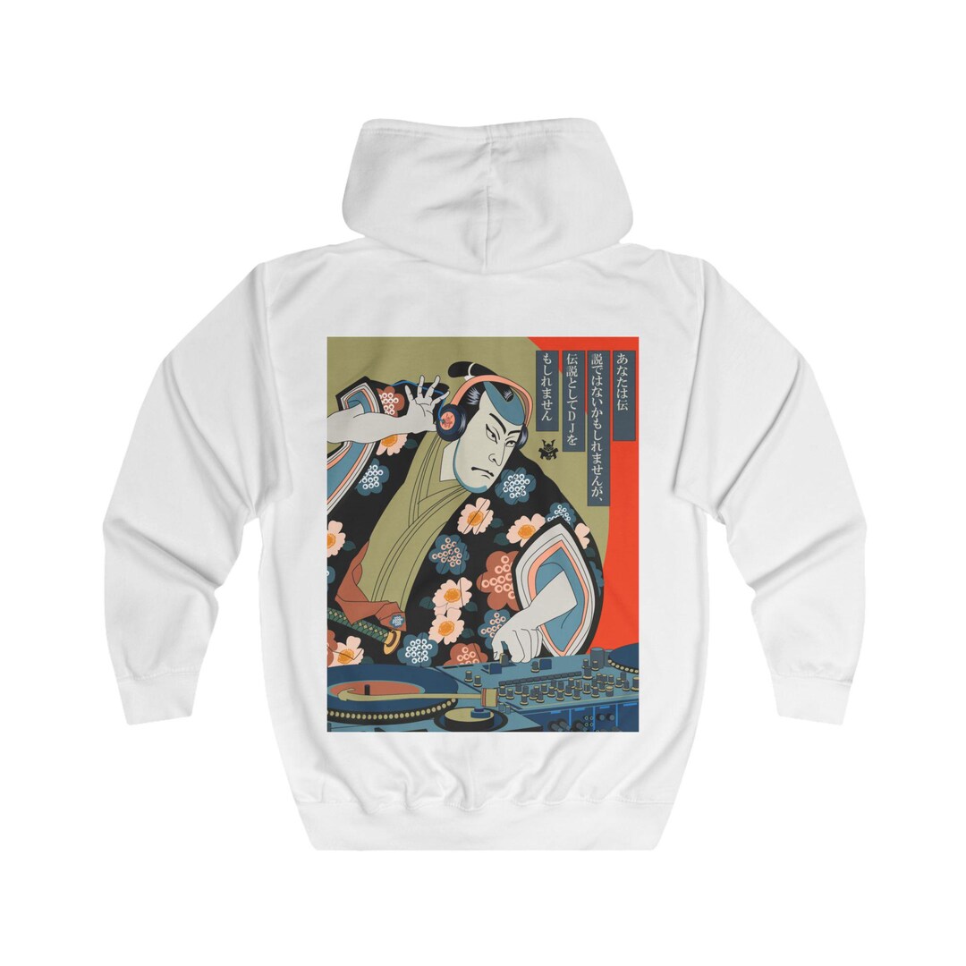 Samurai DJ Full Zip Hoodie, Japanese Streetwear Hooded Sweatshirt ...