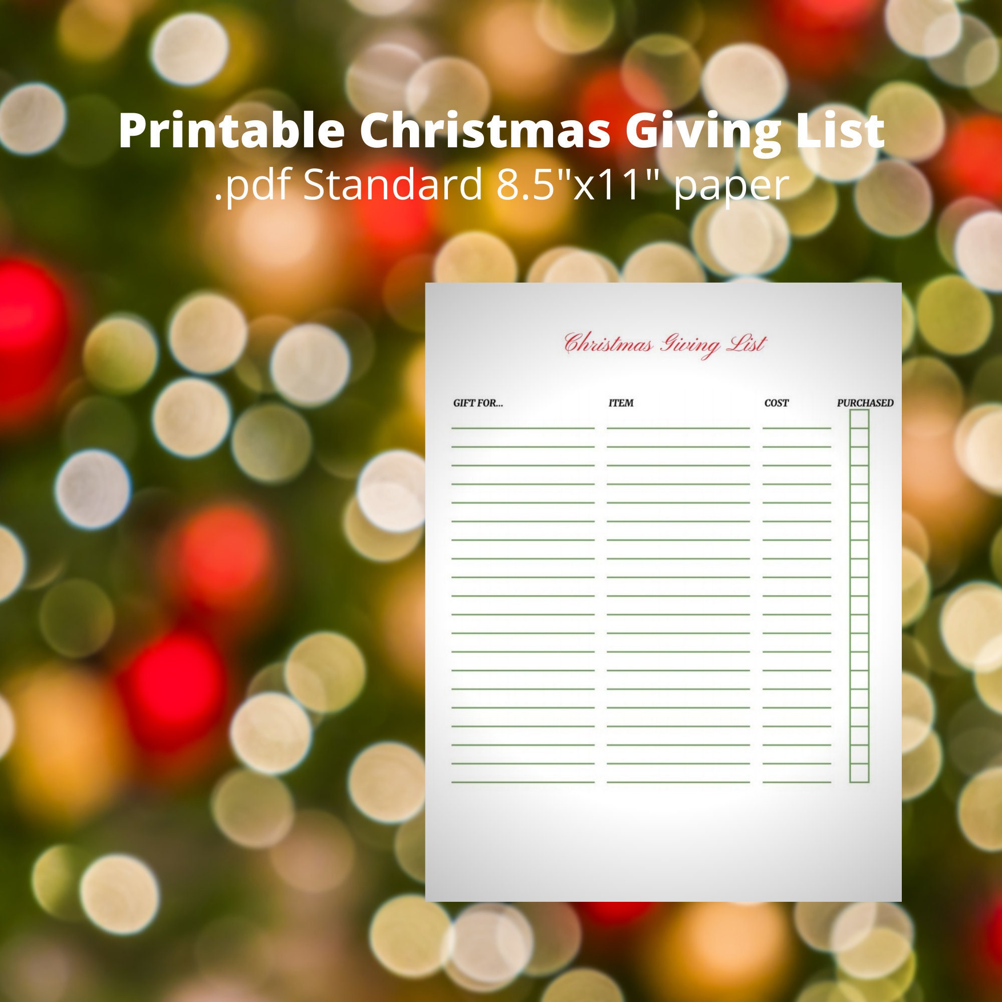 Printable Christmas Giving Tracker Christmas Gift List Christmas ...