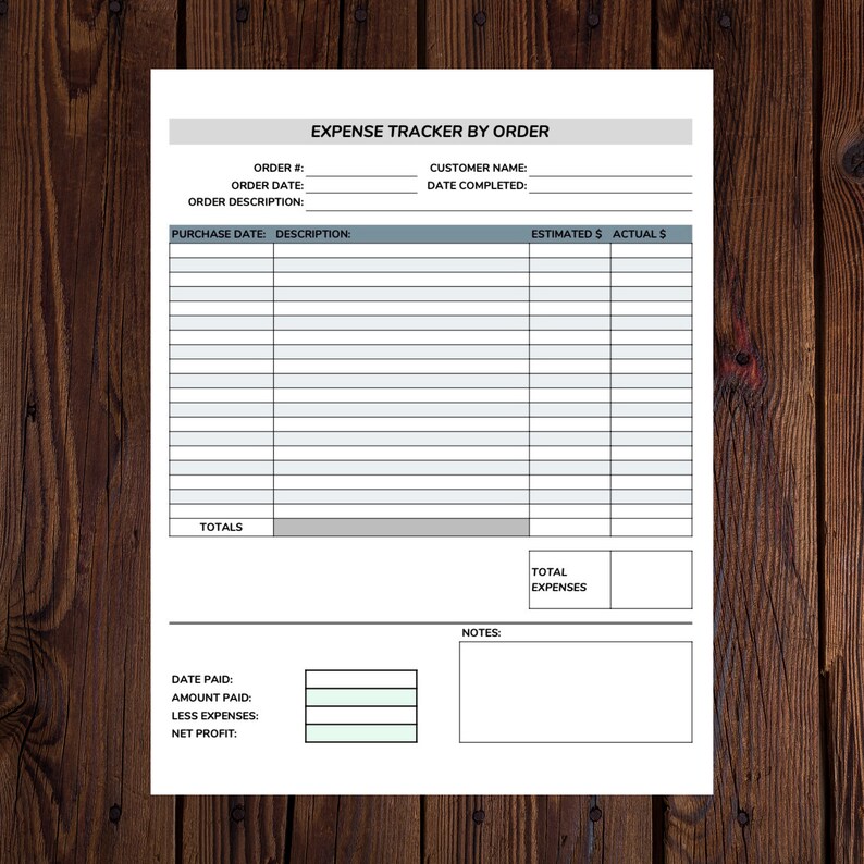 Printable Expense Tracker by Order Form | Small Business Expense Form ...