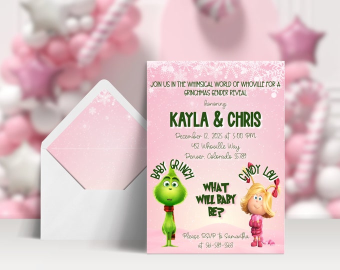 Grinch Christmas Gender Reveal Bundle, Gender Reveal Decor, Cast Your ...