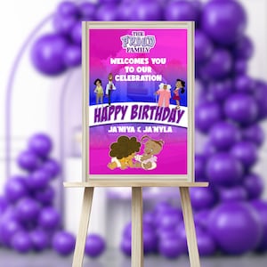 Proud Family Birthday Welcome Sign Poster | Twins Birthday Party Favors ...