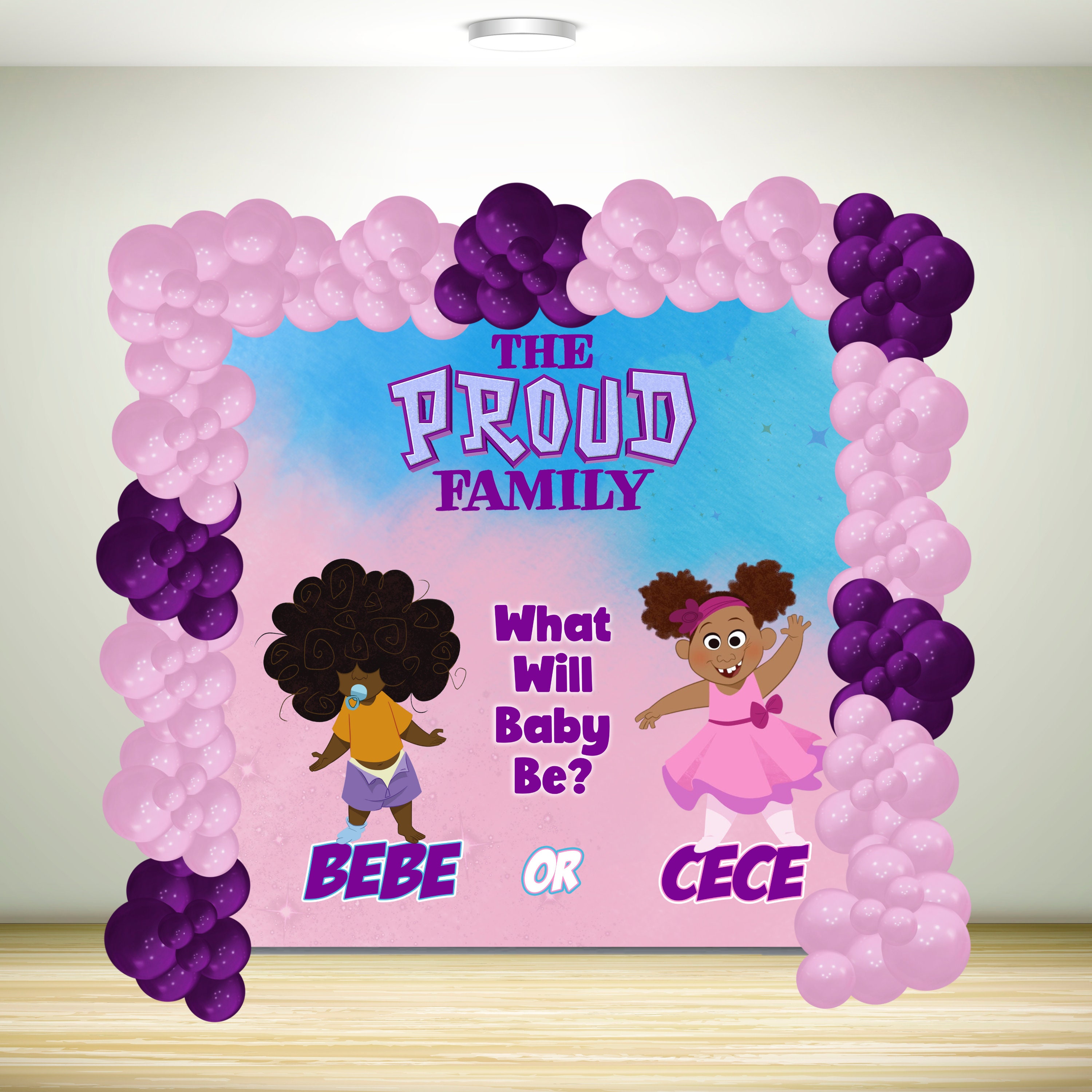 Proud Family Bebe Cece Gender Reveal Backdrop Banner Proud Family ...