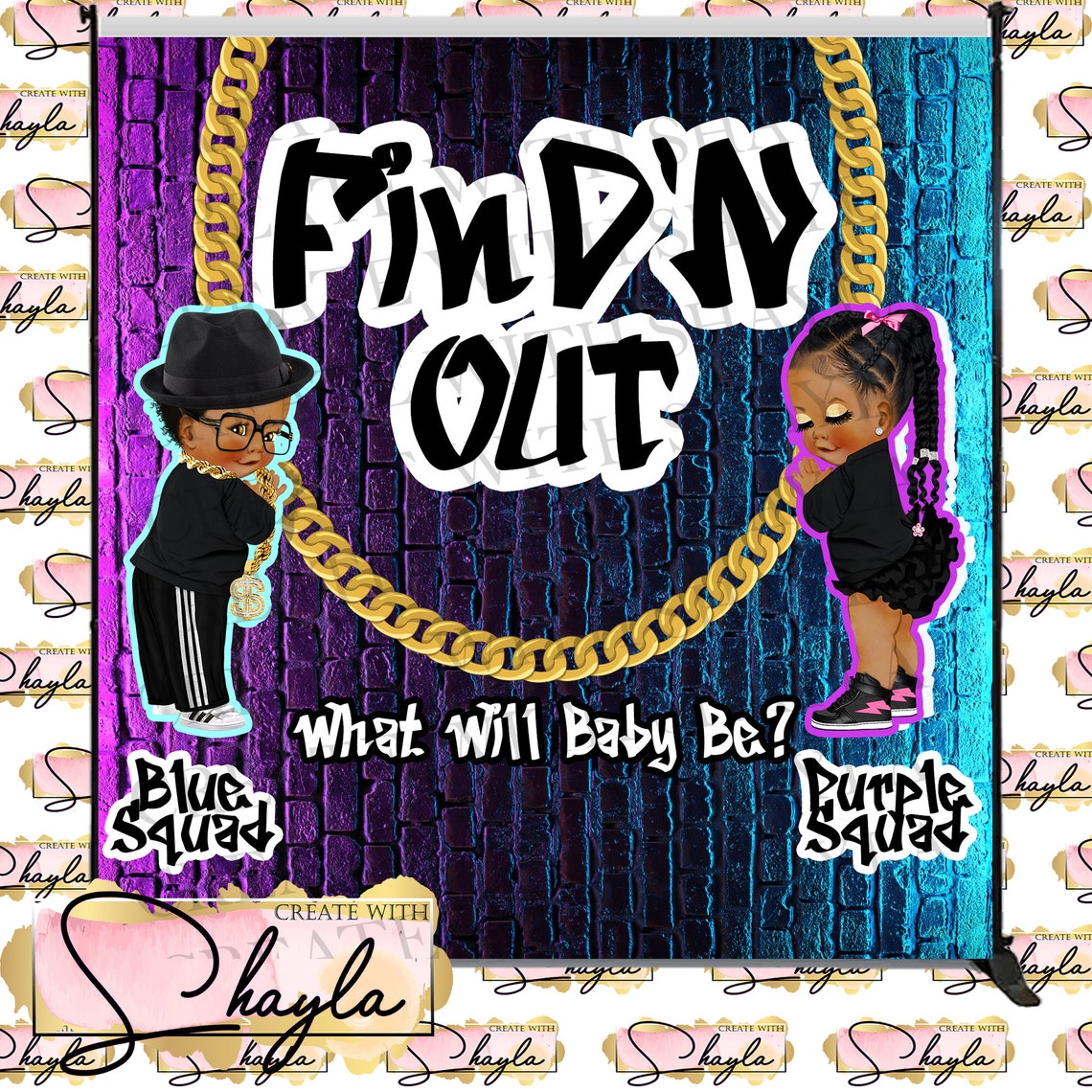 Find N' Out Gender Reveal Backdrop - Etsy