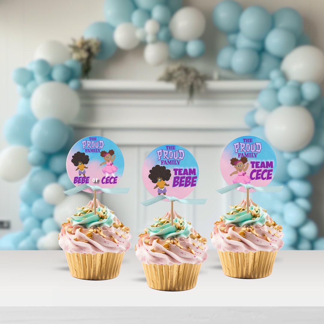 Proud Family Bebe Cece Gender Reveal Cupcake Toppers Proud Family ...
