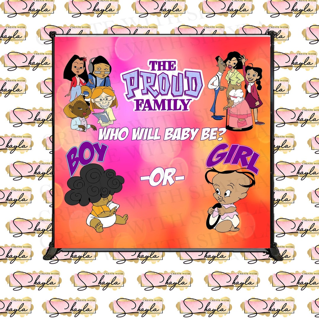 Proud Family Gender Reveal Backdrop 3rd Edition, Bebe or Cece Gender ...