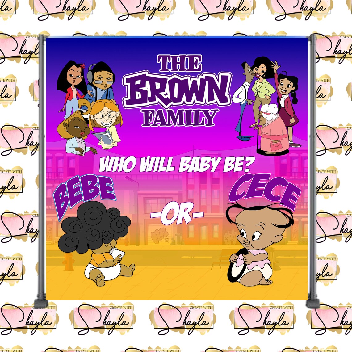 CUSTOM Proud Family Gender Reveal Backdrop 2nd Edition - Etsy