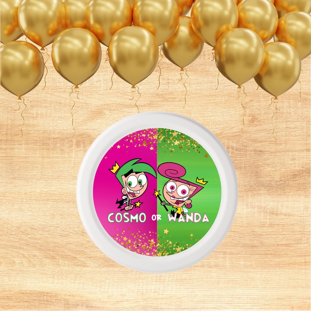 Fairly Odd Parents Plate Cosmo or Wanda Green and Pink Gender Reveal ...