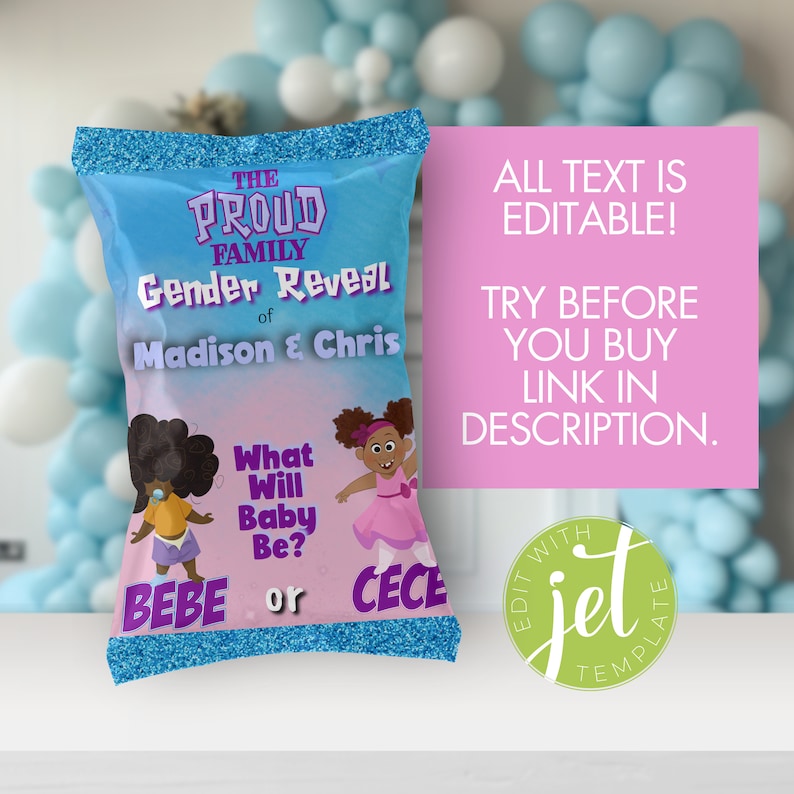 Proud Family Bebe Cece Gender Reveal Chip Bag Wrapper Proud Family ...