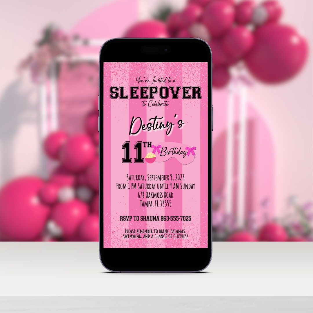 Pink Sleepover Invitation Pink Slumber Party Invitation Girl Party Teen ...