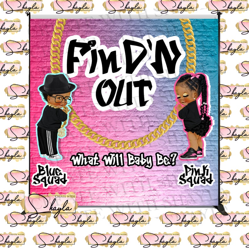 Find N' Out Pink and Blue Gender Reveal Backdrop, Finding Out Gender ...
