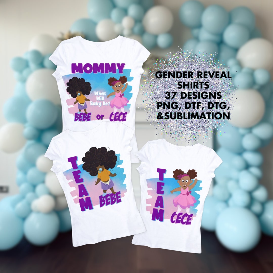 Proud Family Bebe or Cece Gender Reveal Family Shirt Designs DTF DTG ...
