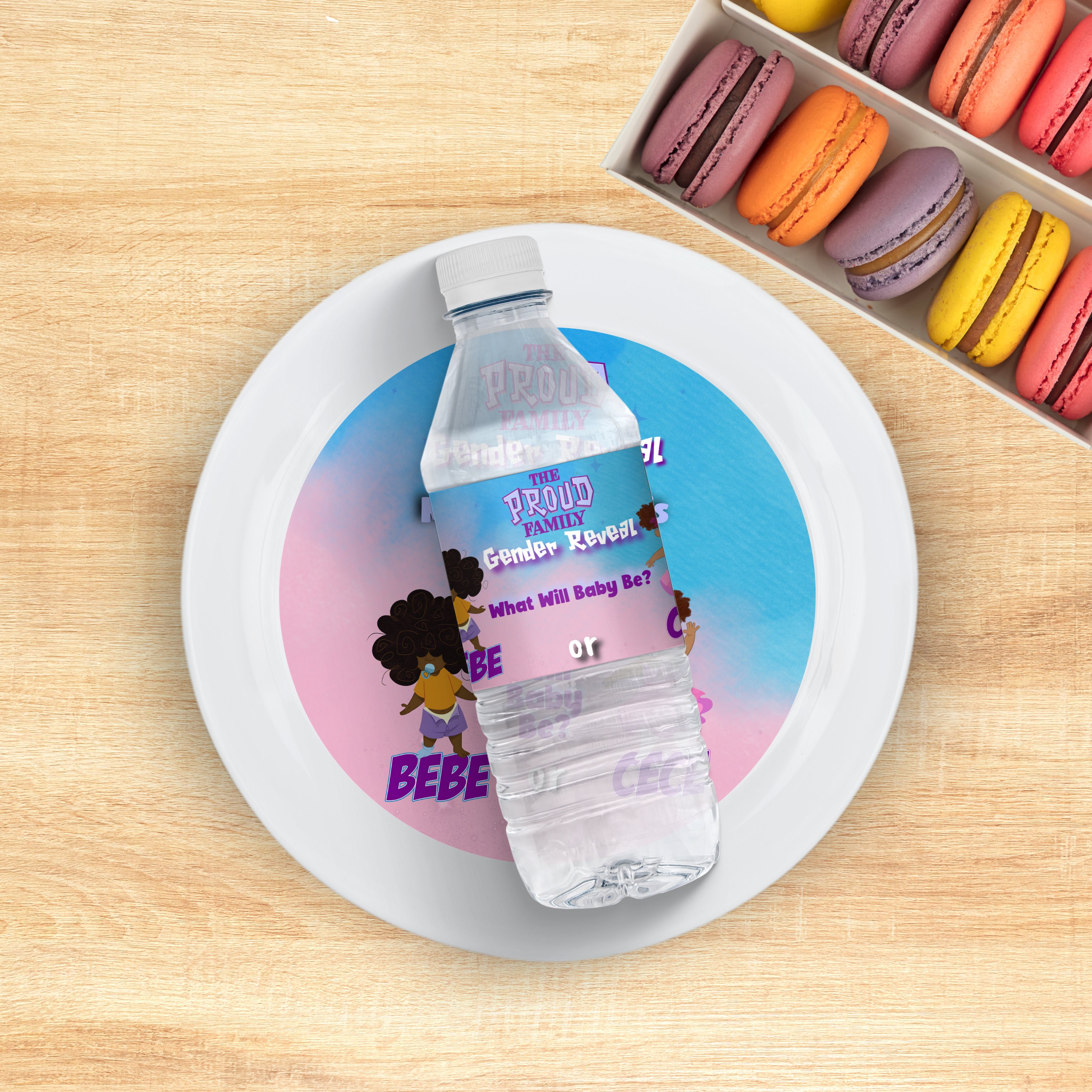 Proud Family Bebe Cece Gender Reveal Water Bottle Labels Proud Family ...