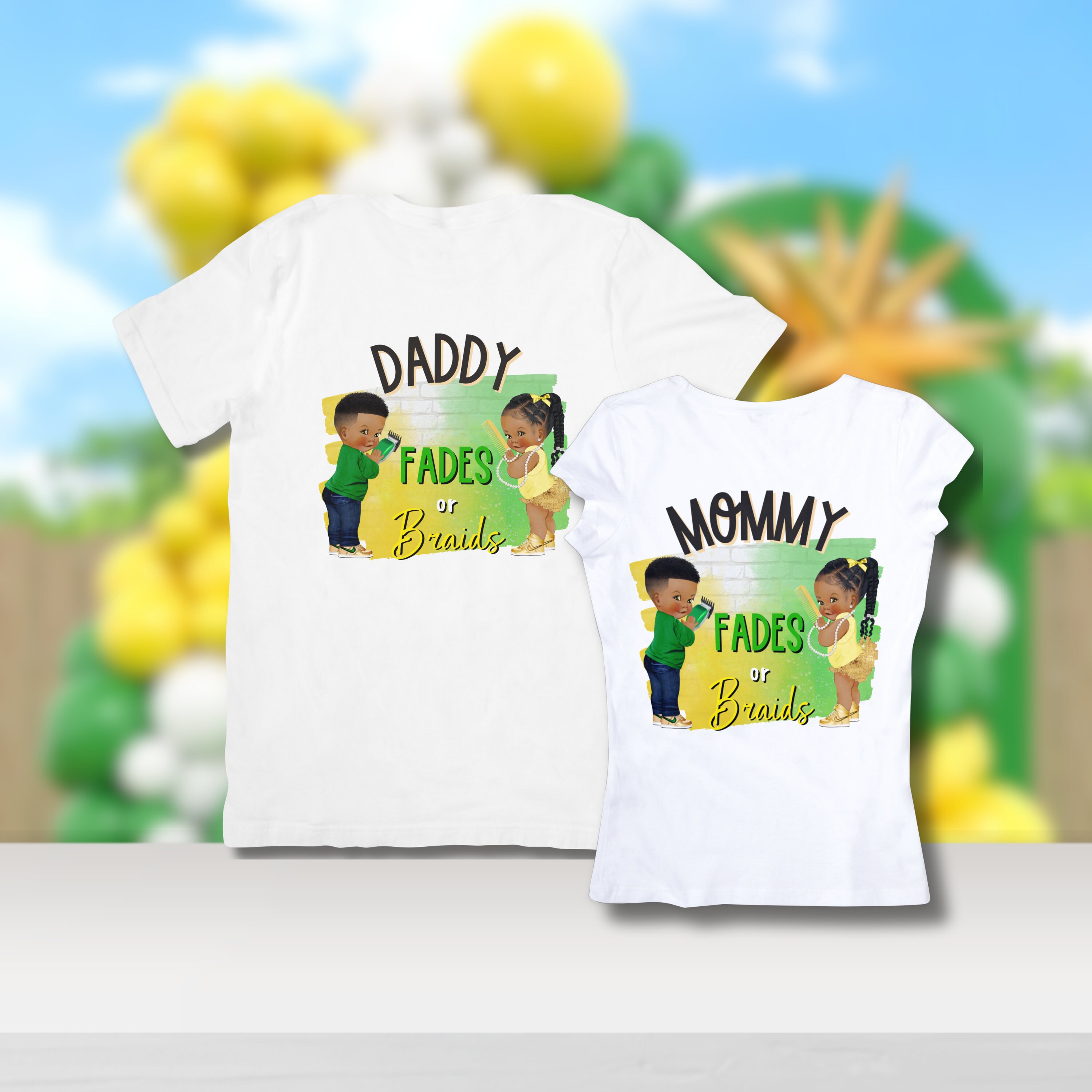 Fades or Braids Gender Reveal Shirts| Fades or Braids Yellow and Green ...