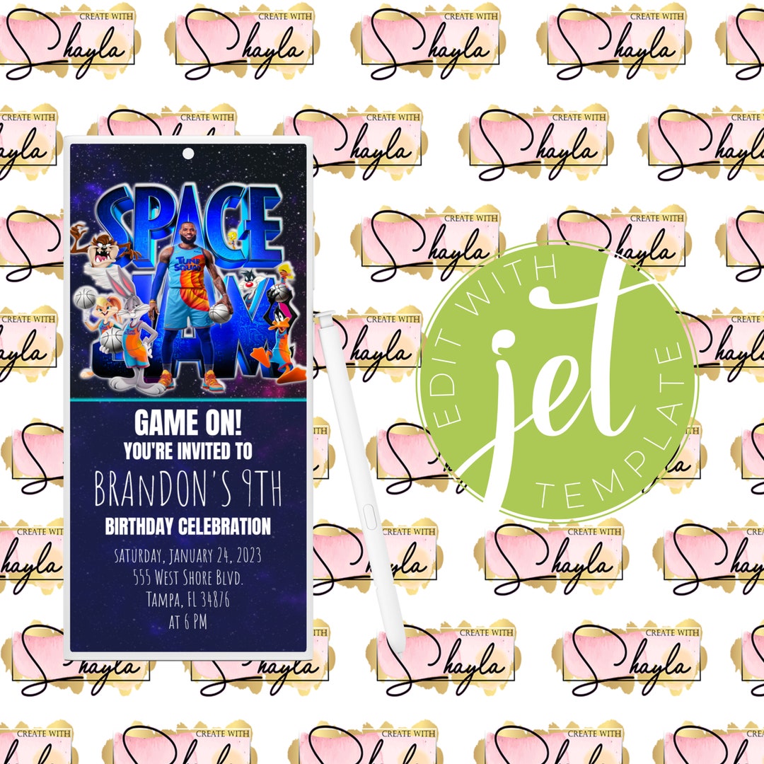 Space Jam Birthday Digital Invite - Etsy
