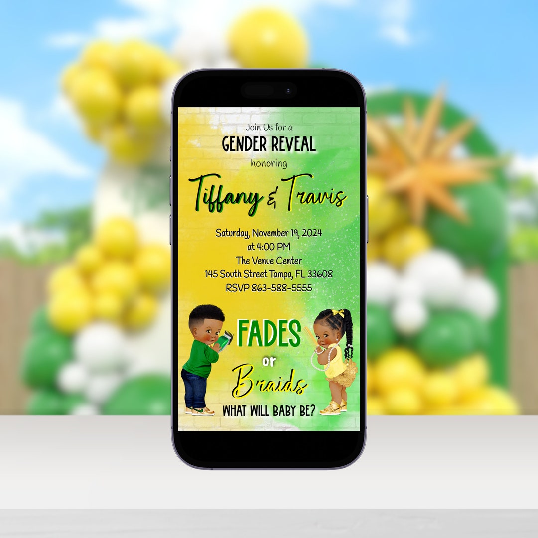 Fades or Braids Gender Reveal Digital Invitation| Fades or Braids ... Fades or Braids Gender Reveal Digital Invitation| Fades or Braids ...