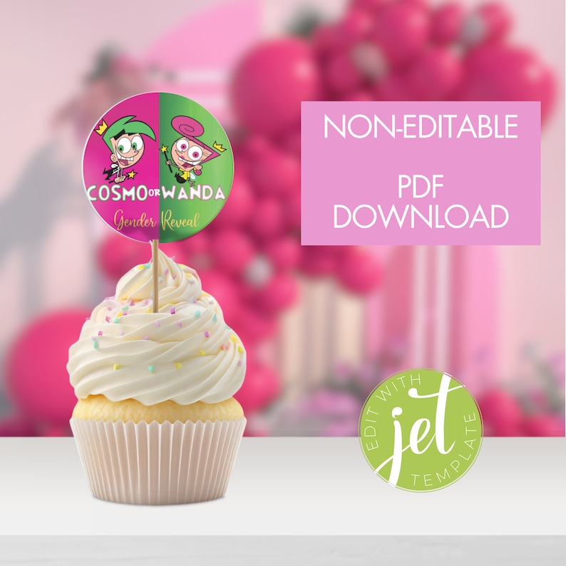 Fairly Odd Parents Cupcake Topper Fairly Odd Parents Gender Reveal ...