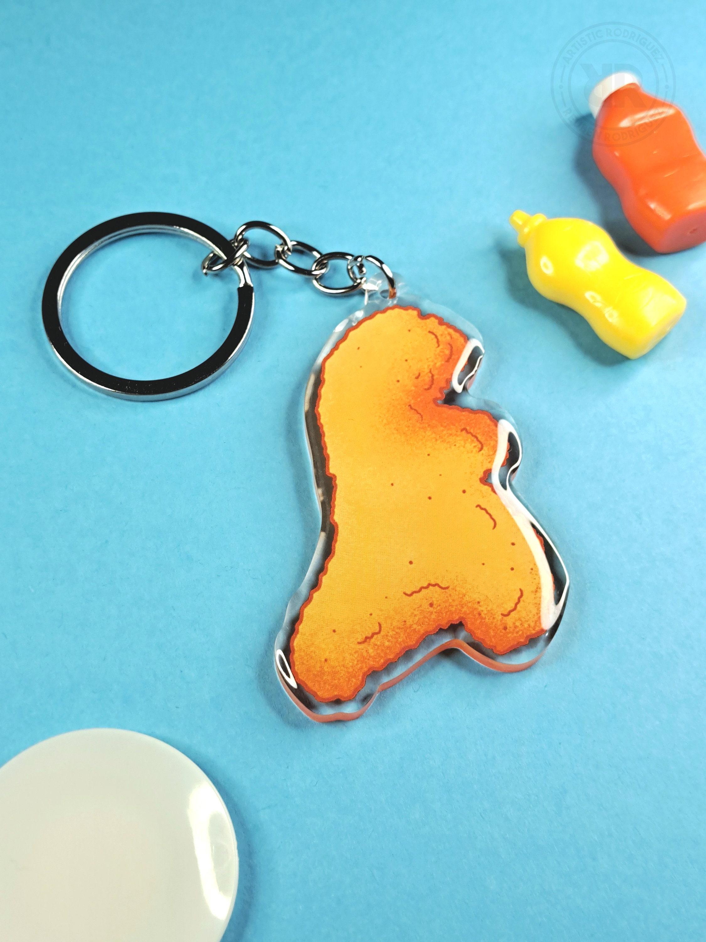 Dino Nugget Keychain | Dinosaur Charm | Food Keyring - Etsy