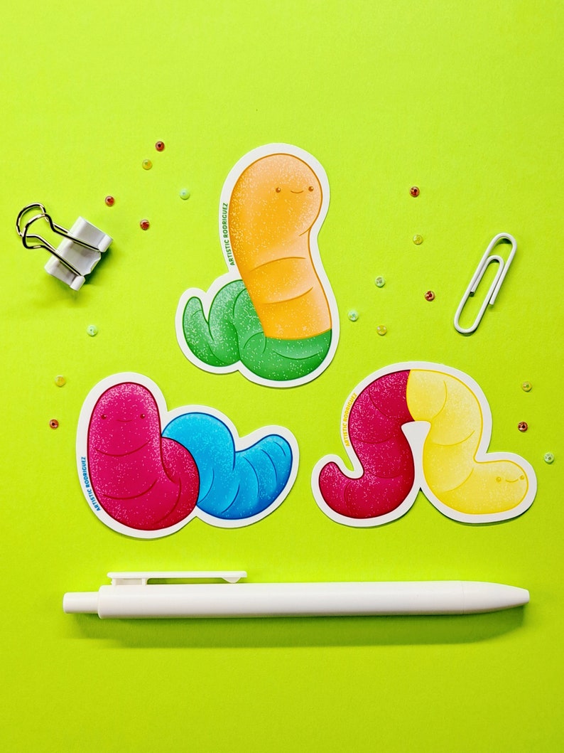 Gummy Worms Sticker Pack | Cute | Food Sticker | Candy Decals - Etsy