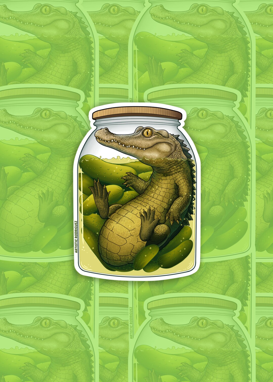 Alligator Pickle Sticker | Food Decal | Animal | Die Cut Sticker ...