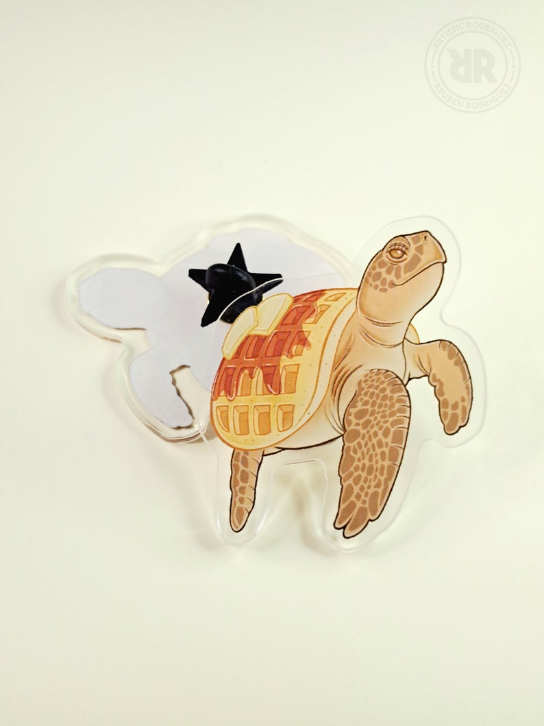 Waffle Sea Turtle Acrylic Pin | Sea Turtle | Breakfast | Cute | Food ...