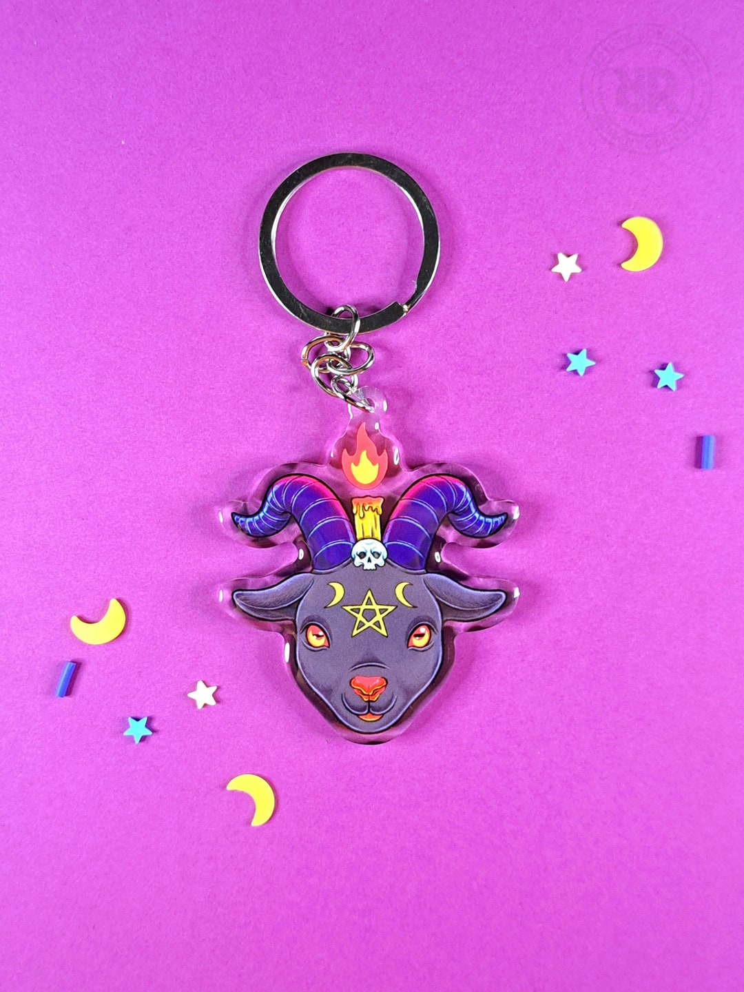 Baphomet Keychain | Devilish Goat | Evil Keychain | Keyring | Hell - Etsy