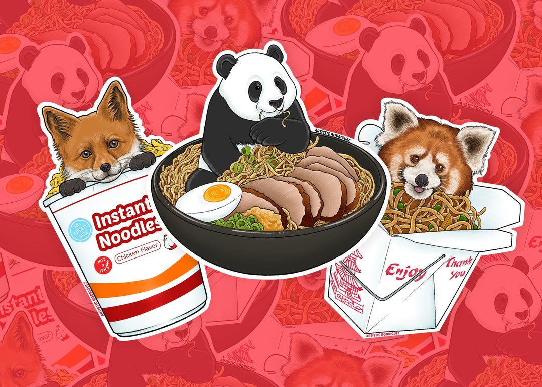 Ramen Sticker Pack | Food Stickers | Animal Stickers | Ramen | Decal ...