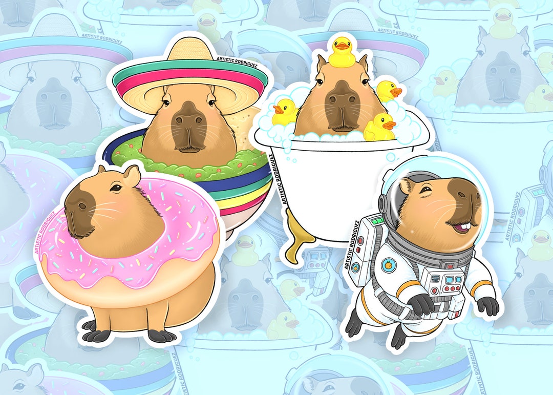 Capybaras Sticker Pack | Animal Sticker | Cute | Food Animals - Etsy