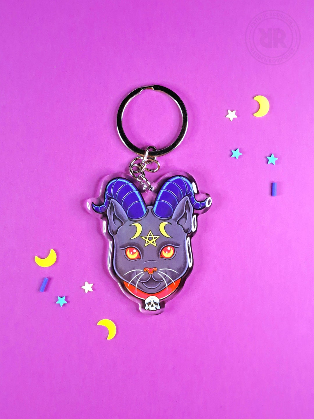 Cat From Hell Keychain | Cat Keyring | Spooky | Creepy | Cute - Etsy