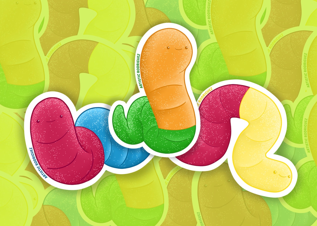 Gummy Worms Sticker Pack | Cute | Food Sticker | Candy Decals - Etsy
