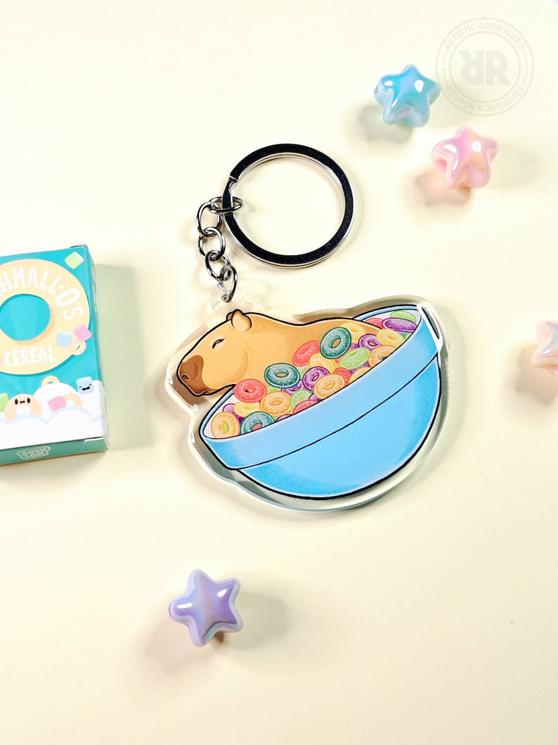 Cereal Capybara Keychain Food Animal Keyring Breakfast Capybara - Etsy